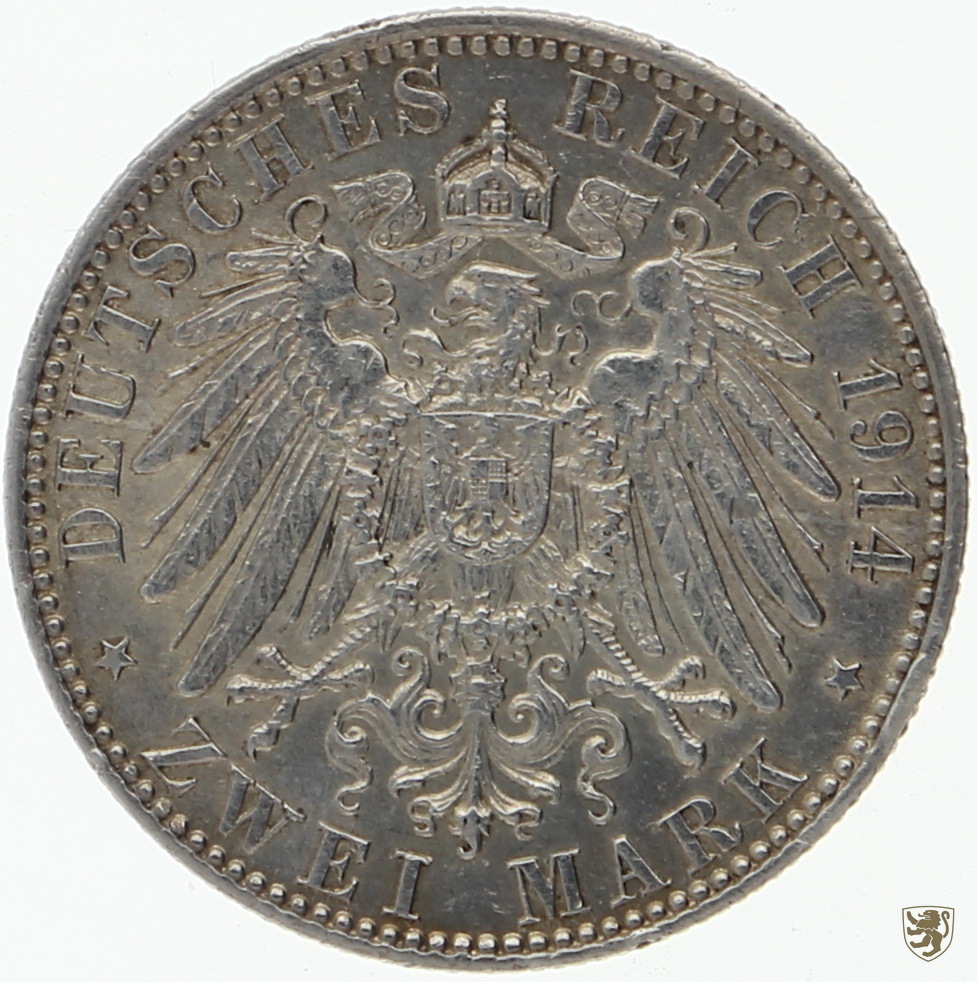 Hansestadt Hamburg 2 Mark 1914 J Stadtwappen VF / EF | MA-Shops